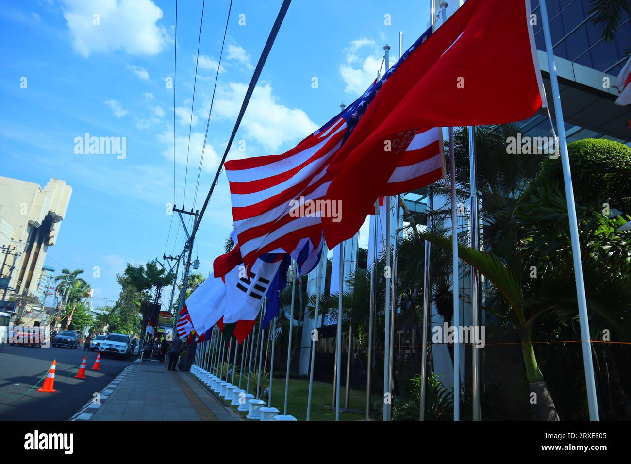 flags of asean countries installed in front of the hotel Stock Photo ...