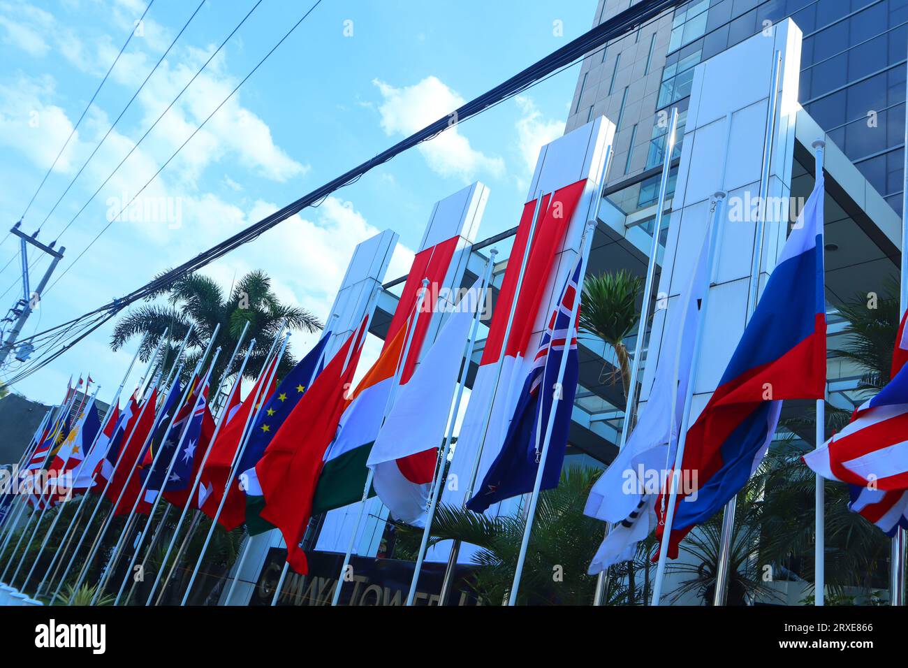 flags of asean countries installed in front of the hotel Stock Photo ...
