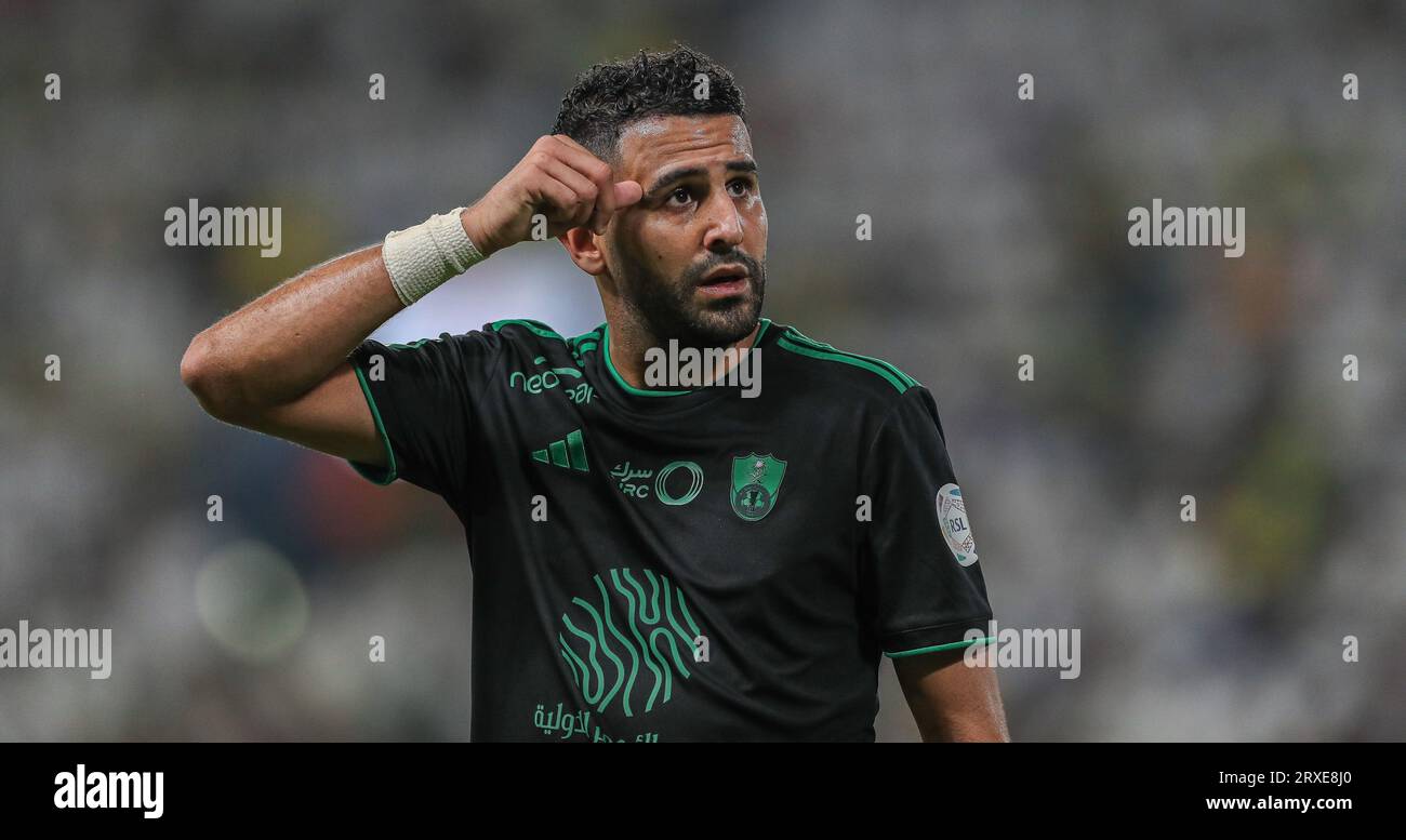 Riyad Mahrez #7 of Al-Ahli Saudi FC in action during their Match Day 7 ...