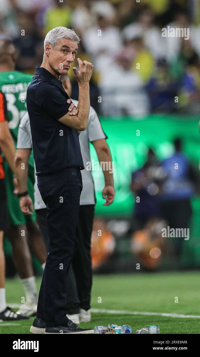 Luis Castro, Head coach of Al-Nassar SFC, in action during their Match ...