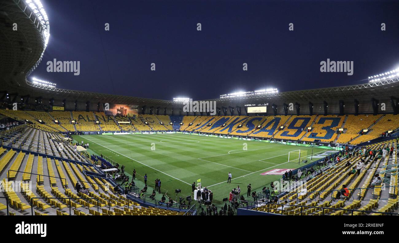 Wide-angle view of the King Saud University Stadium prior the Al-Nassr ...
