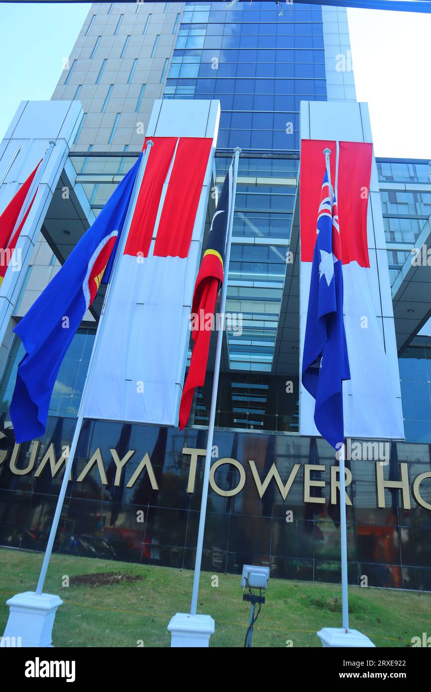flags of asean countries installed in front of the hotel Stock Photo ...