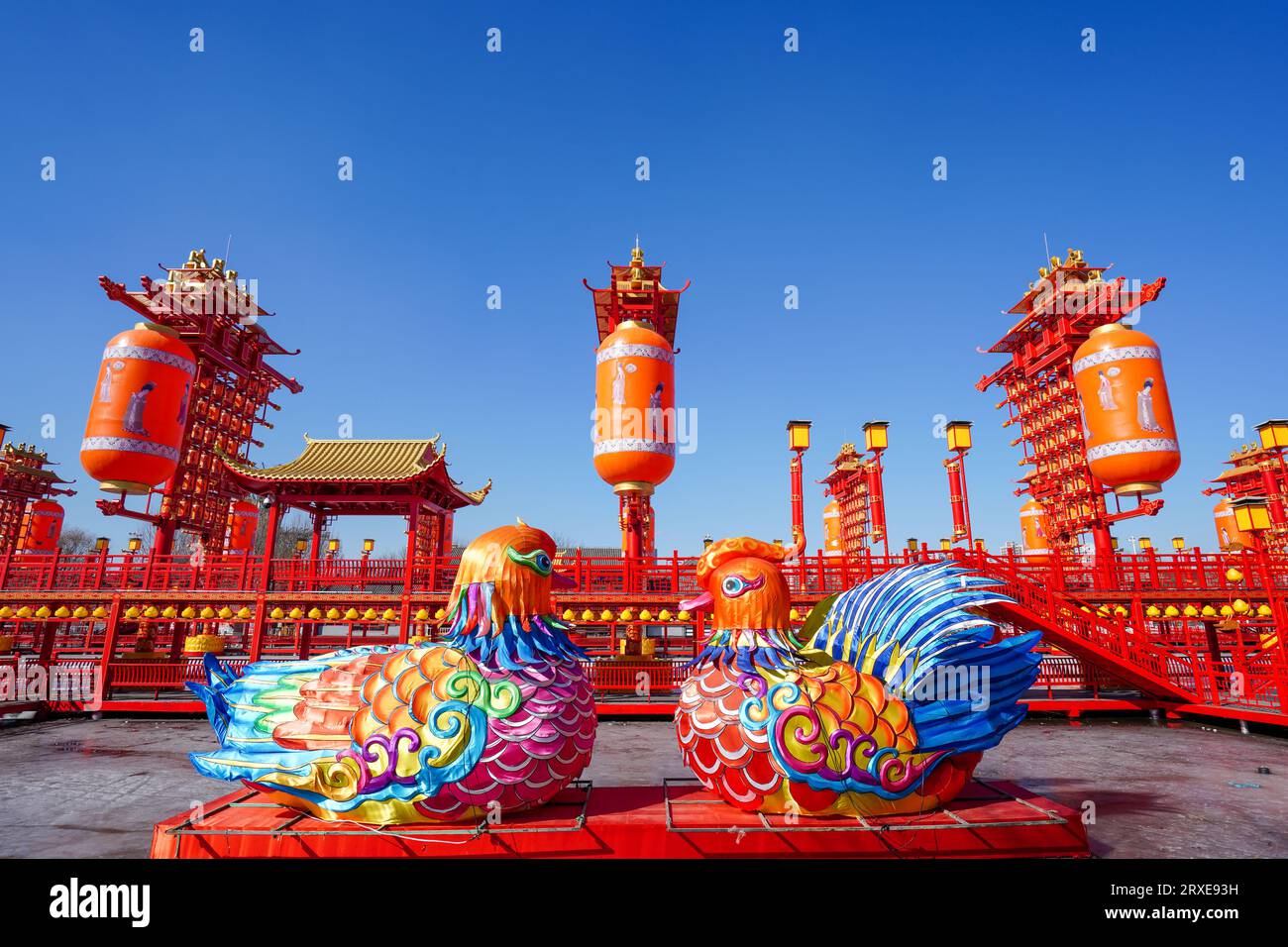 Fengnan City, China - February 4, 2023: mandarin duck Flower Lantern ...