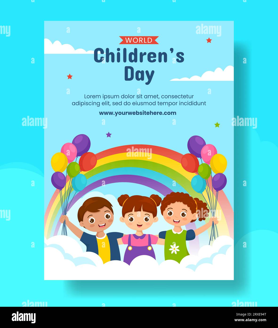 Children's Day Vertical Poster Flat Cartoon Hand Drawn Templates ...