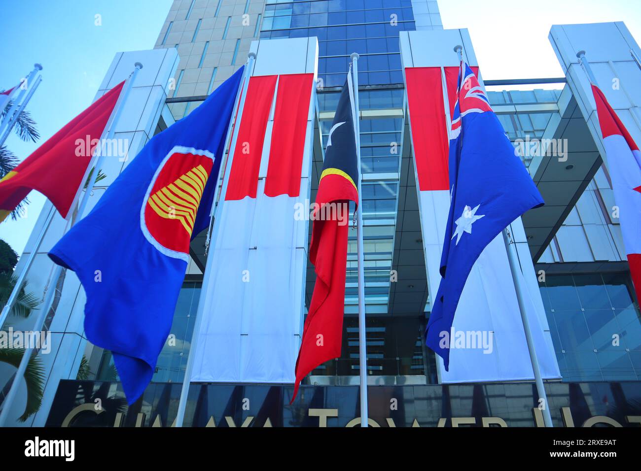 flags of asean countries installed in front of the hotel Stock Photo ...