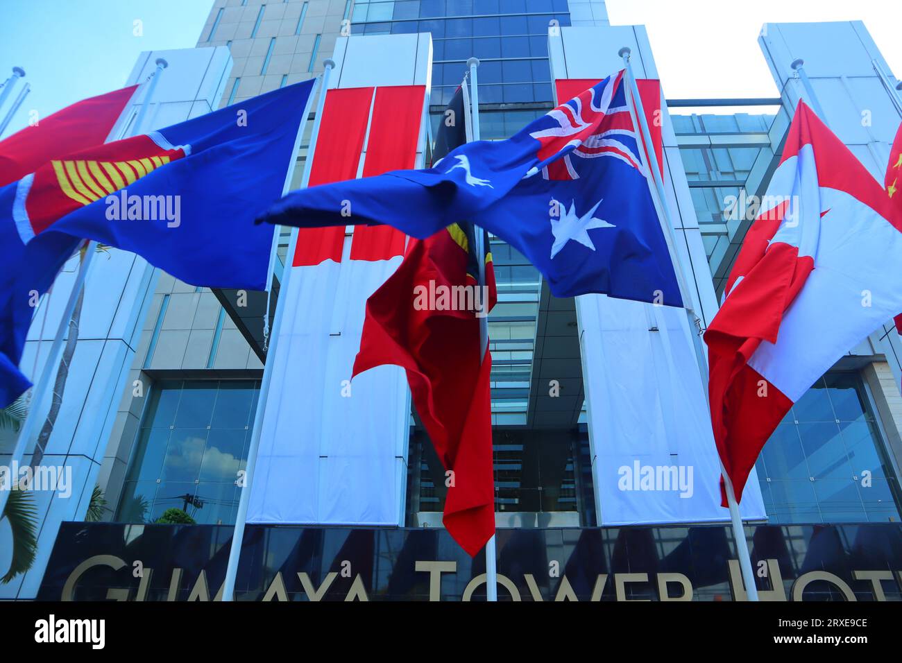 flags of asean countries installed in front of the hotel Stock Photo ...