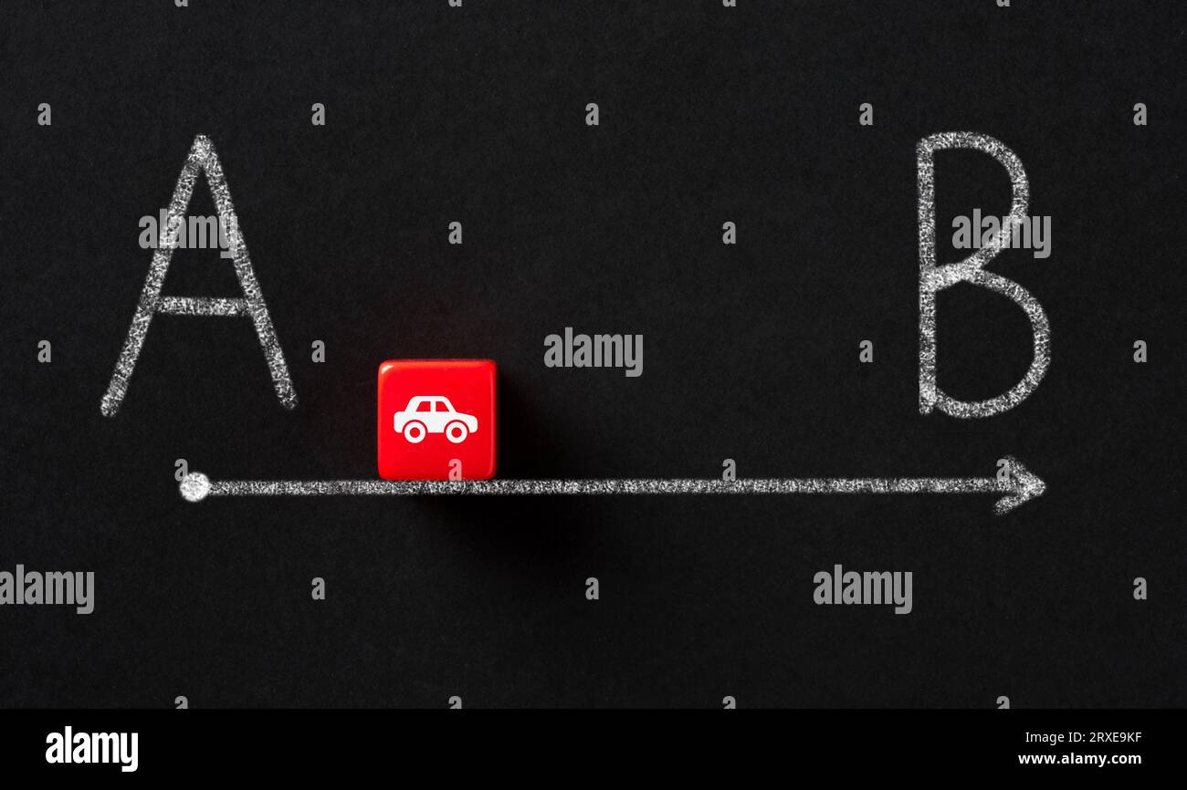 Moving from one point to another by car. Transportation and destination ...