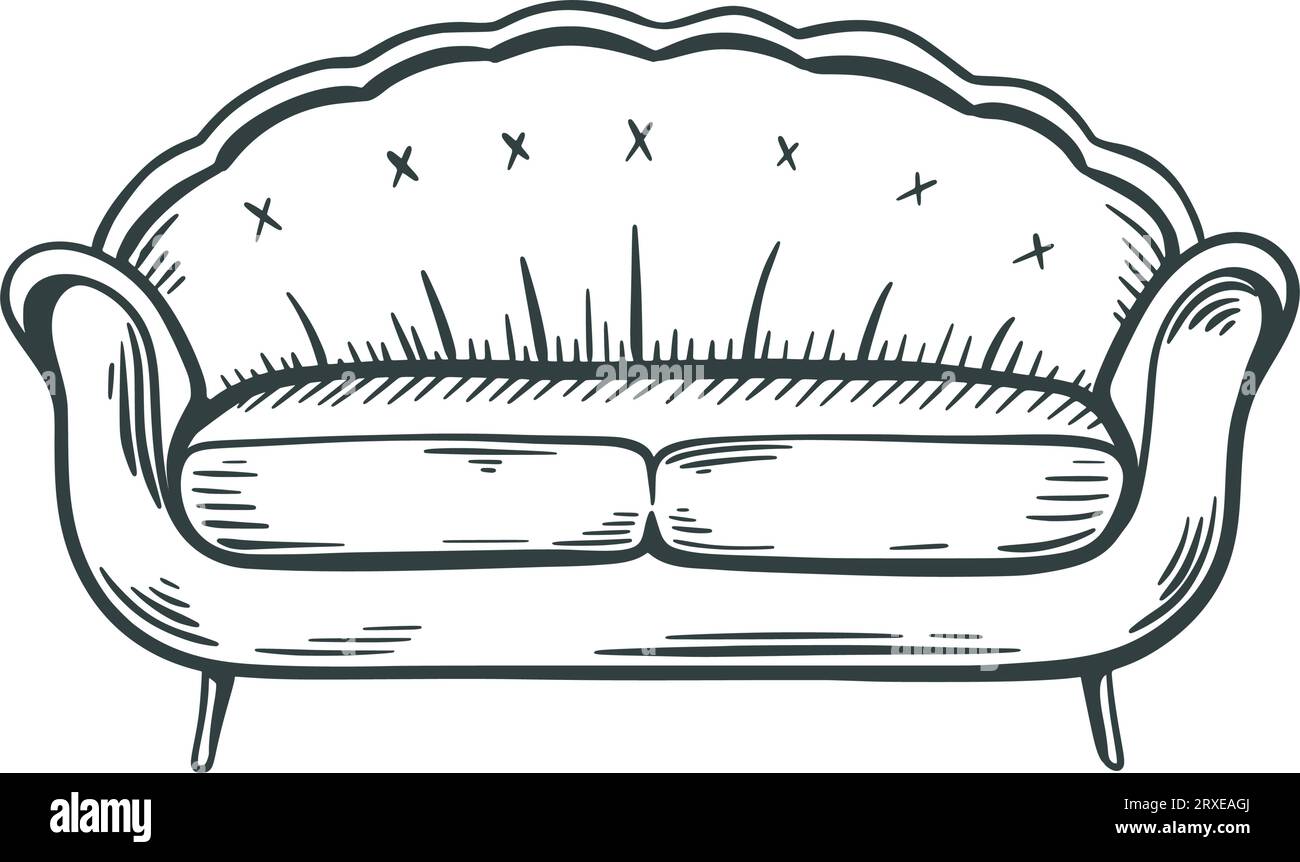 Sofa hand engraving isolated on white background Stock Vector Image ...