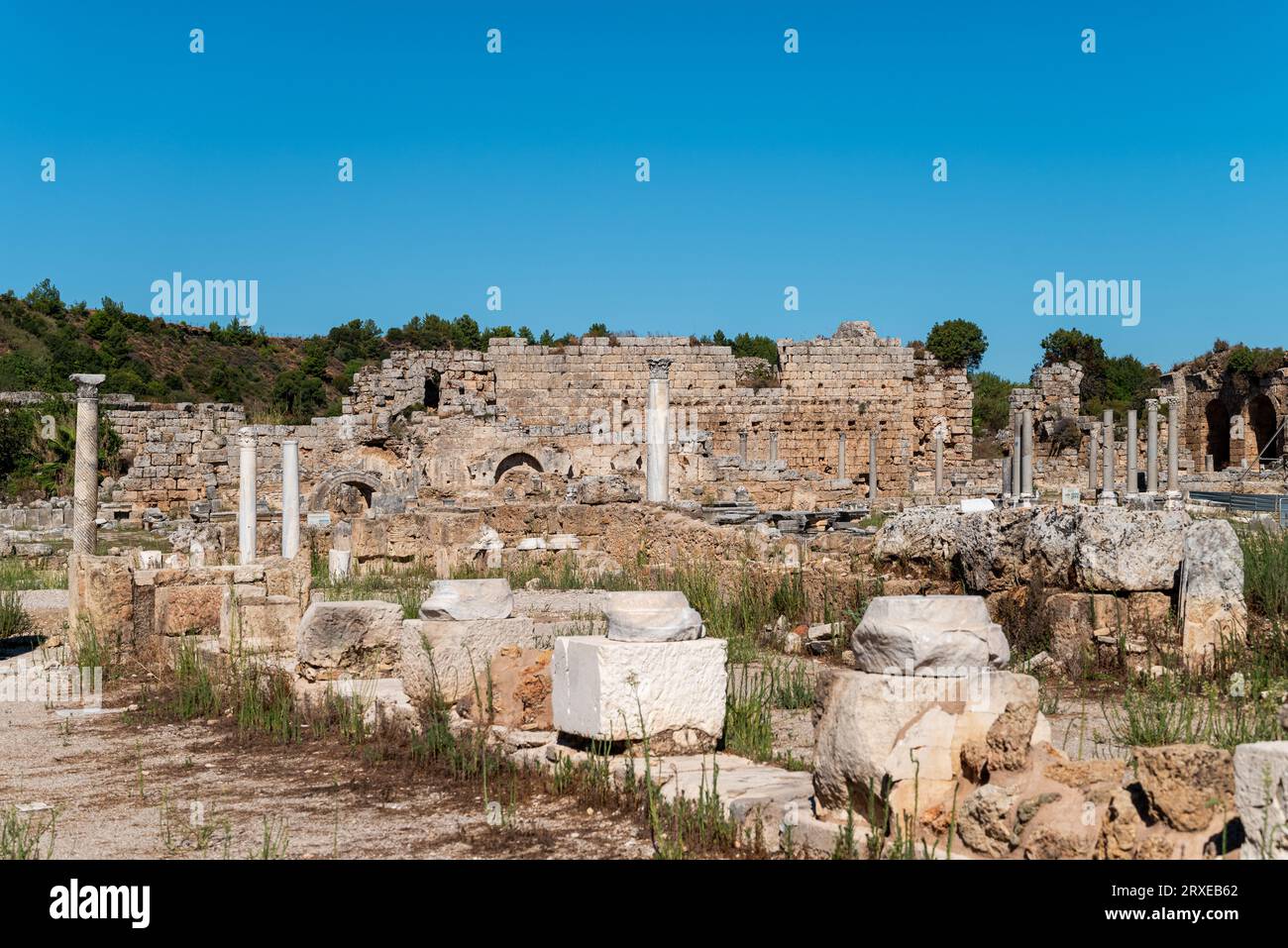 Ancient city of Perge in Antalya, Turkey. Historical ruins in the ...