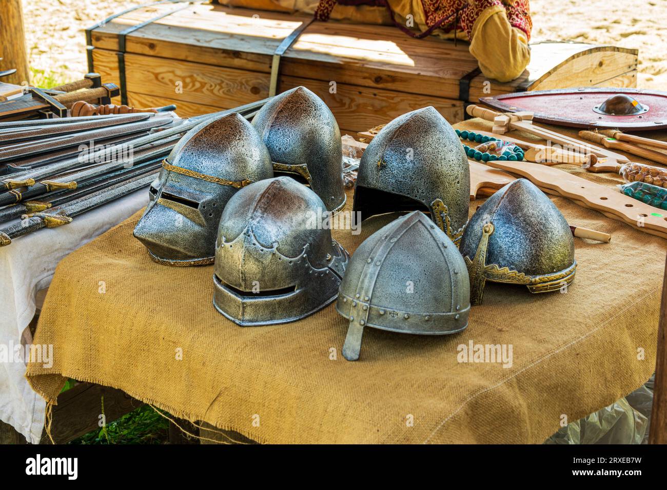 Ancient Slavic helmets in the Kievan Rus Museum Stock Photo - Alamy