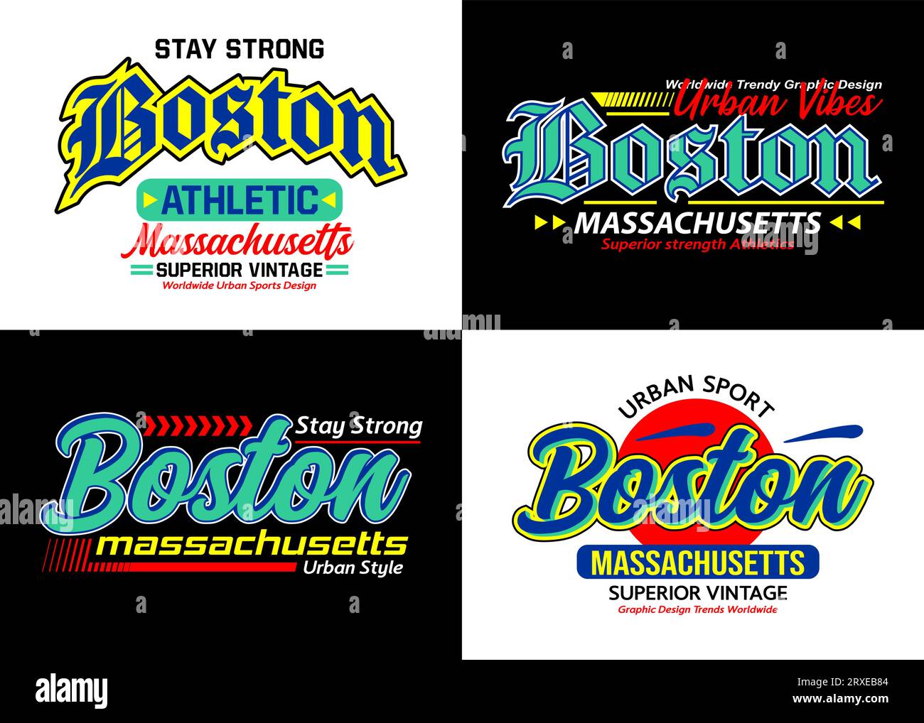 Set Boston city calligraphy typeface collection, typography for t-shirt ...