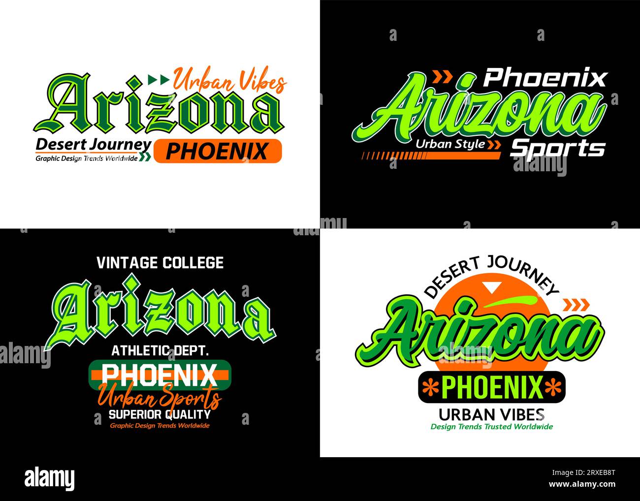 Set Arizona city calligraphy typeface collection, typography for t ...