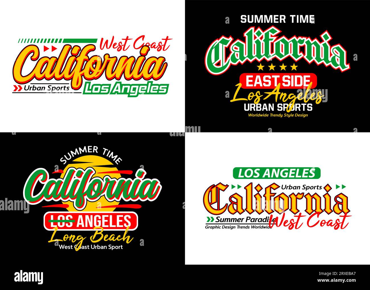 Set California city calligraphy typeface collection, typography for t ...