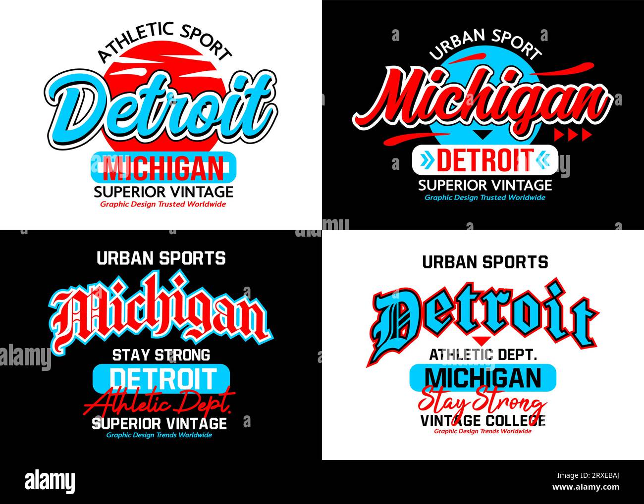 Set Detroit Michigan city calligraphy typeface collection, typography ...