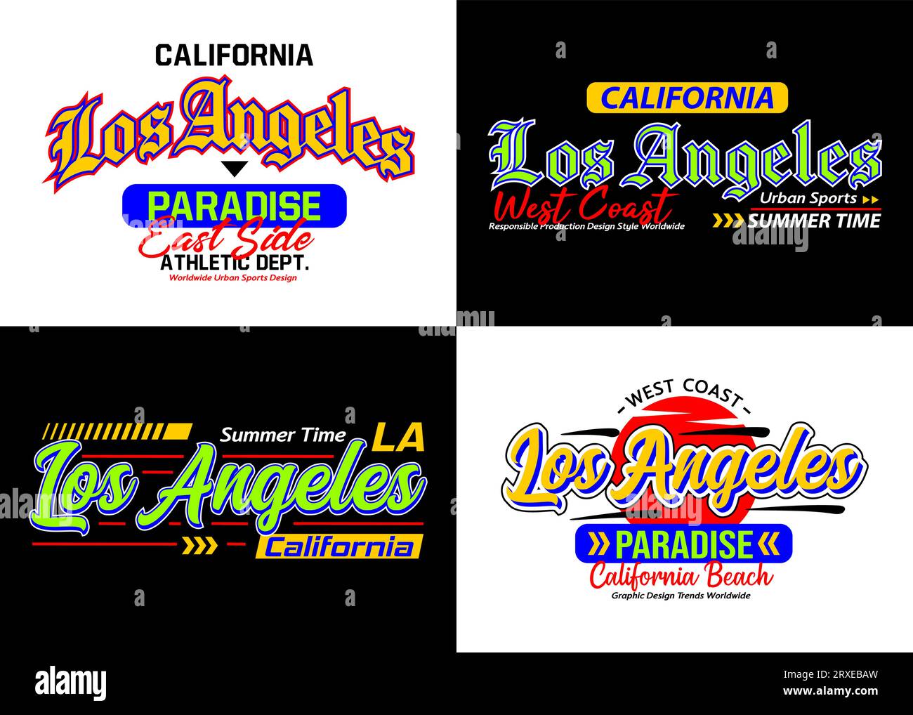 Set Los Angeles urban style typeface collection, typography for t-shirt ...