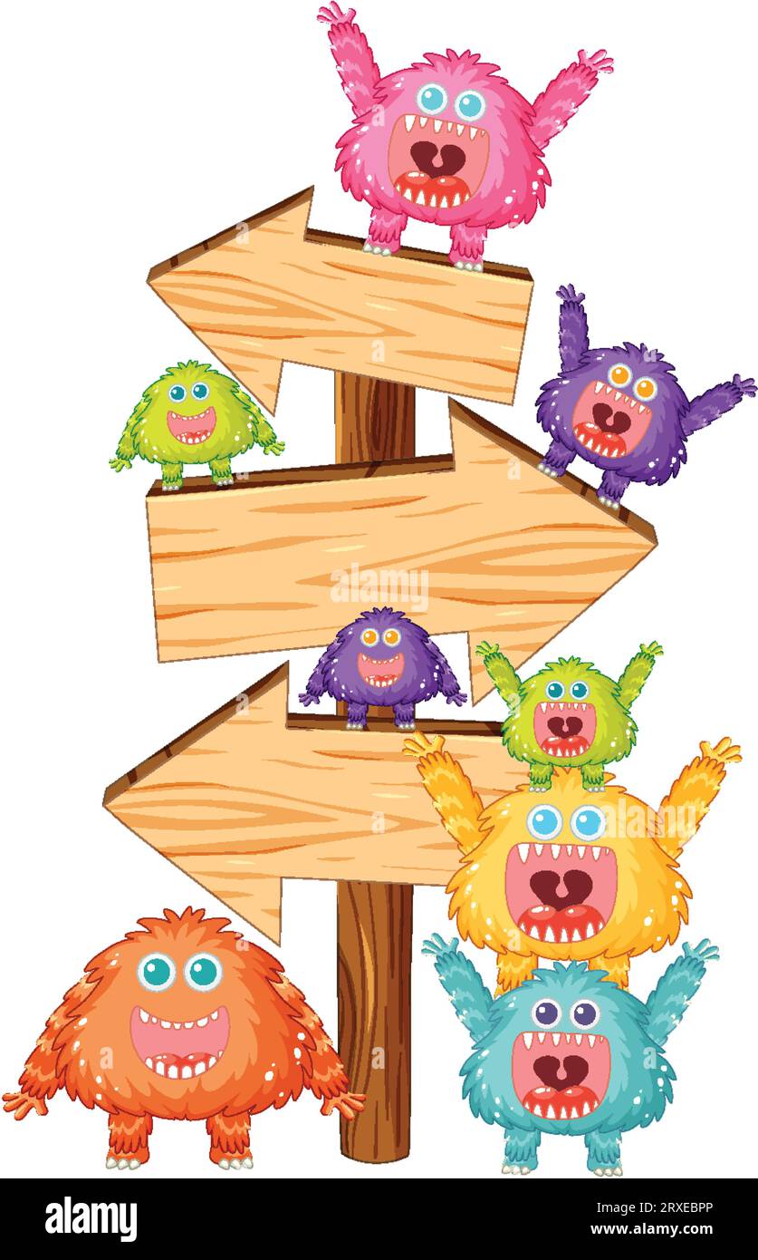 Vector cartoon illustration of adorable extraterrestrial creatures on a ...
