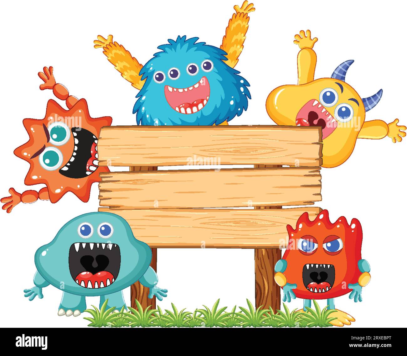 Vector cartoon illustration of adorable extraterrestrial creatures on a ...