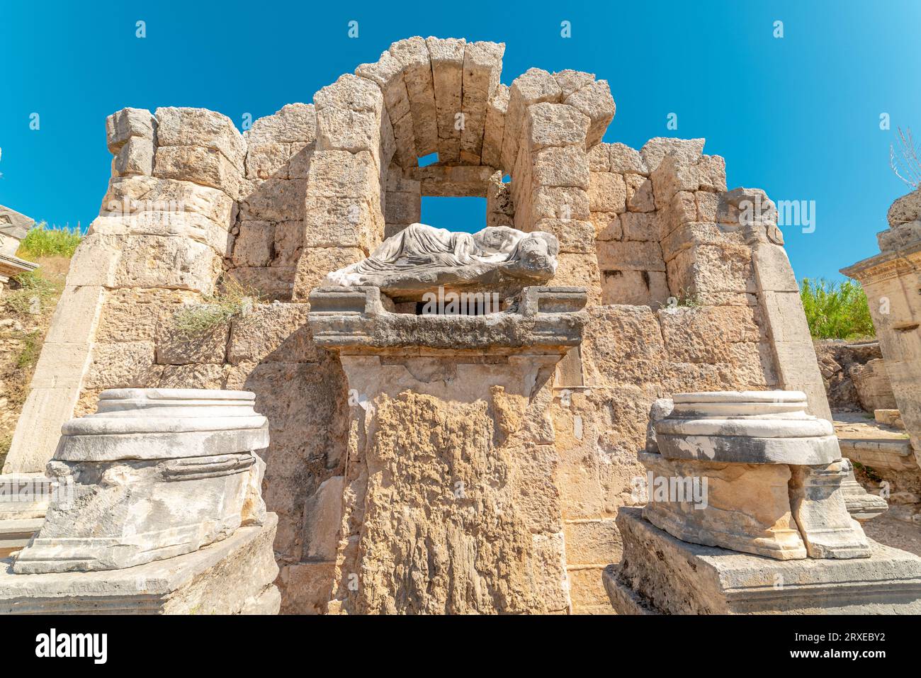 Ancient city of Perge in Antalya, Turkey. Historical ruins in the ...