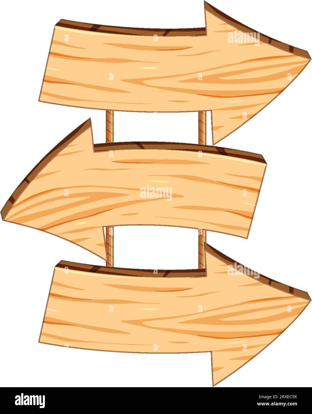 Vector cartoon illustration of wooden board frame with tree arrows ...