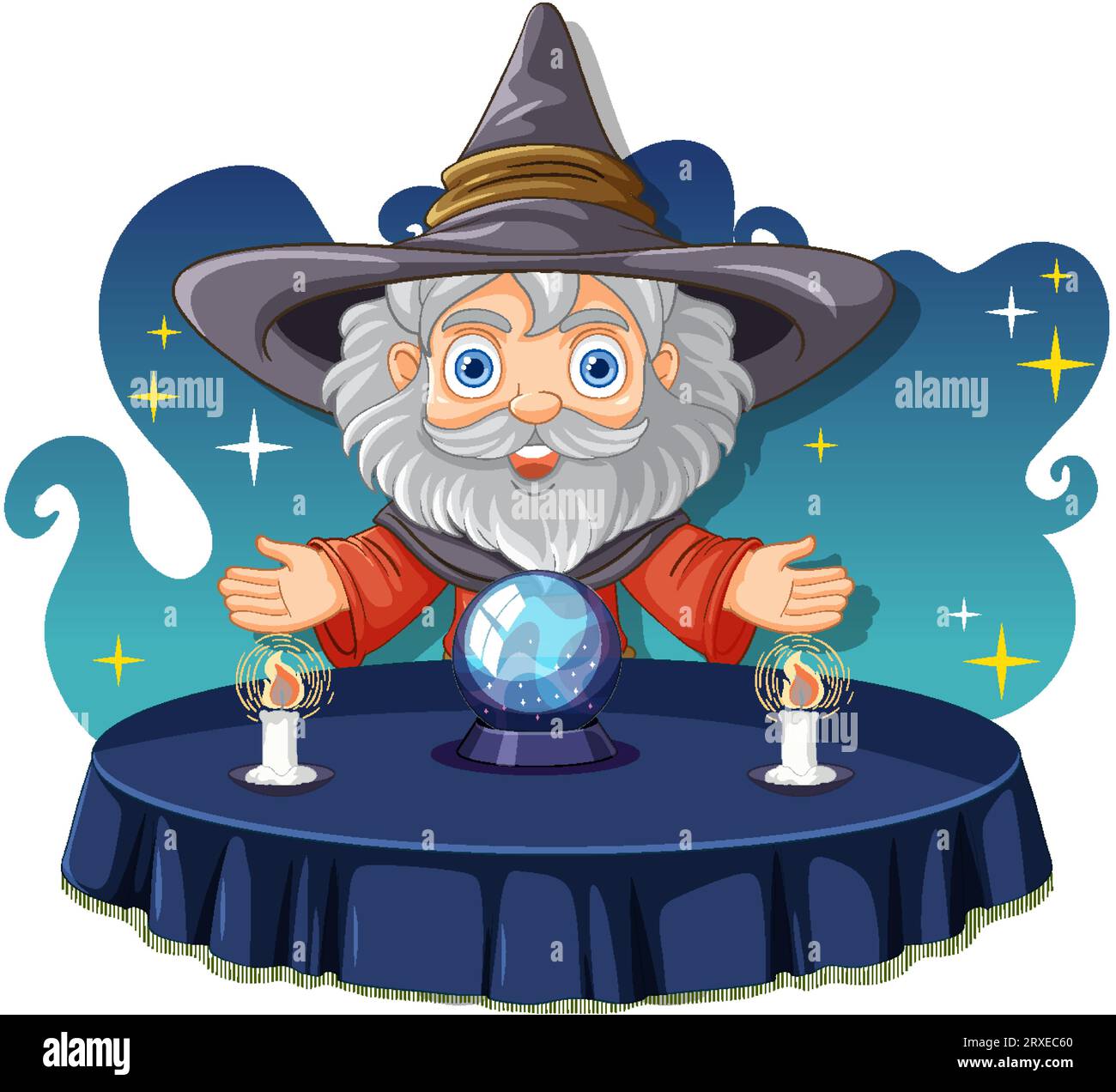 Wizard with magic spell cartoon illustration Stock Vector Image & Art ...