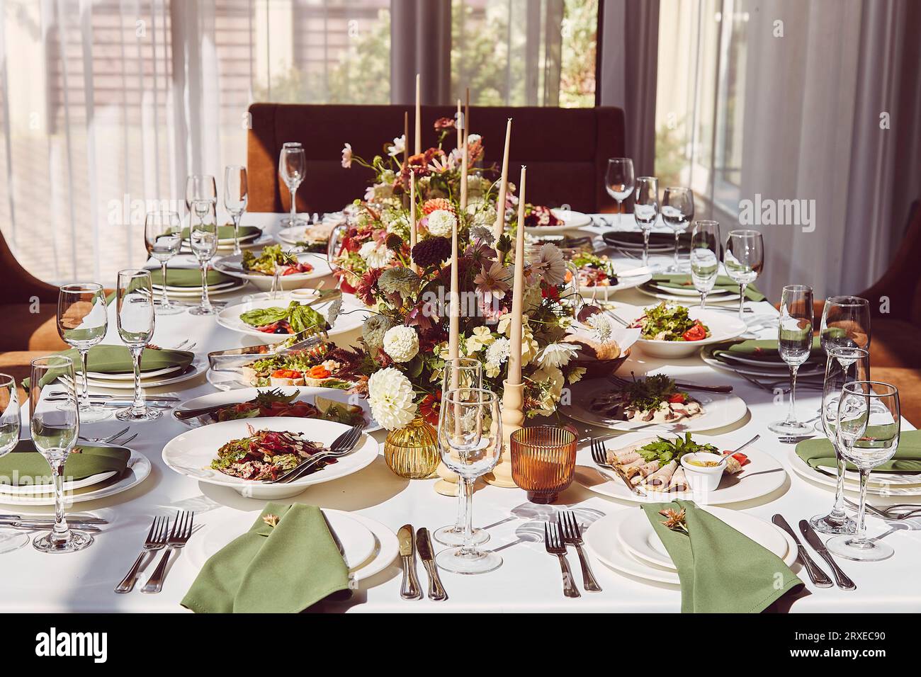 Elegant chamber table setting with candles and flowers aesthetics ...