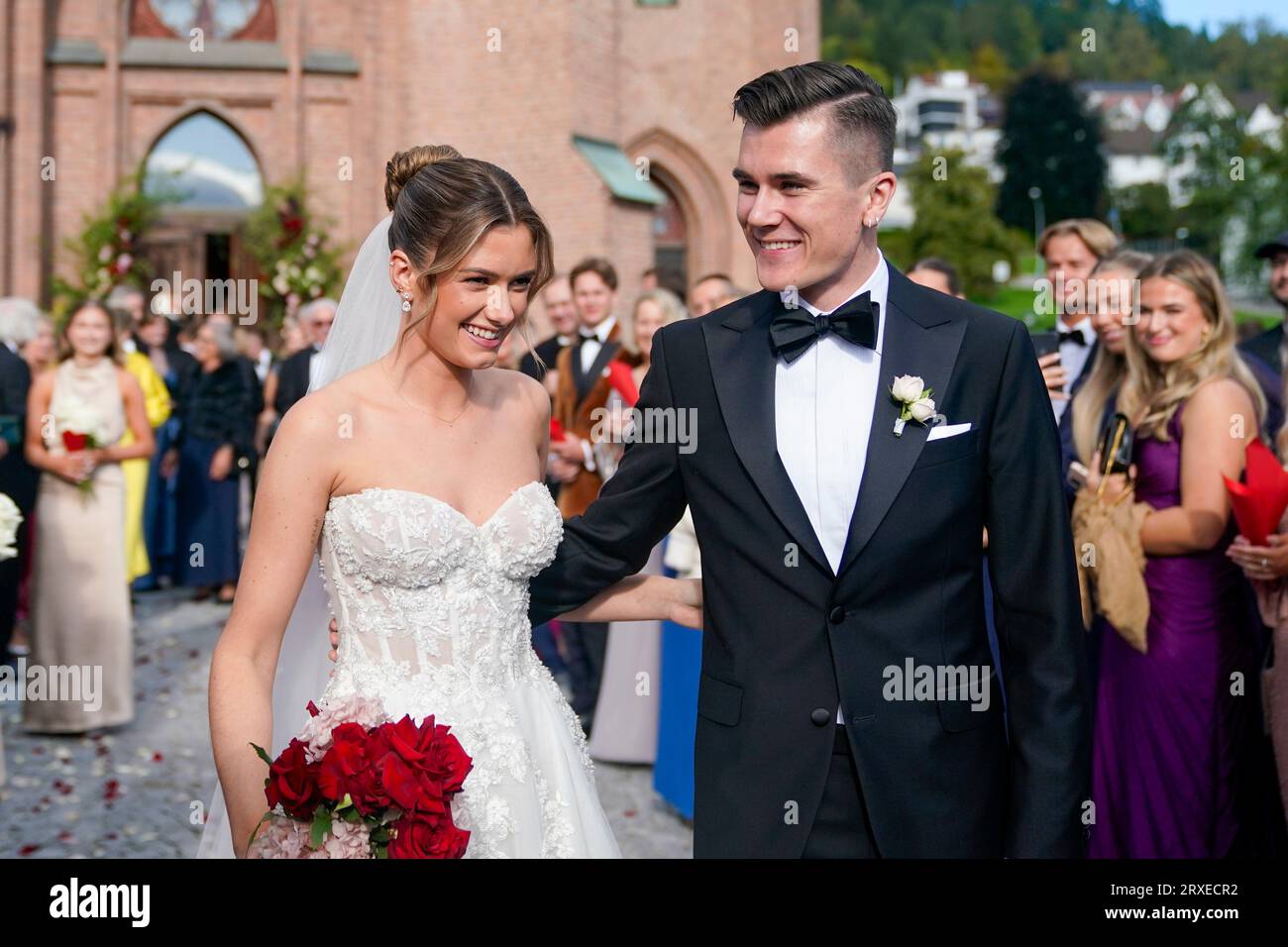 Drammen 20230923.Jakob Ingebrigtsen and Elisabeth Asserson got married ...