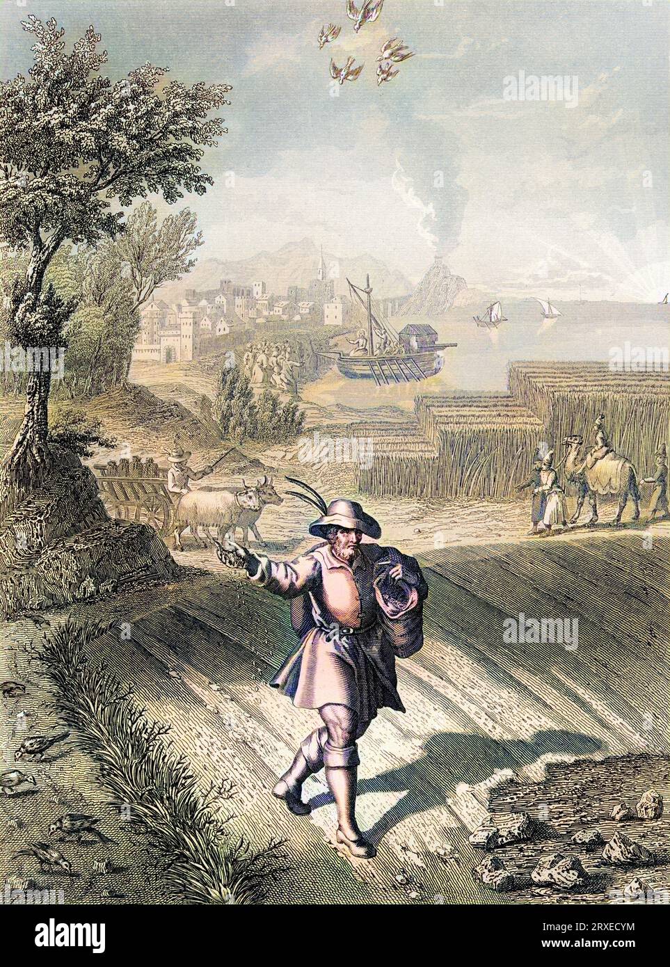The parable of the sower of seed. Colored Illustration for The life of ...