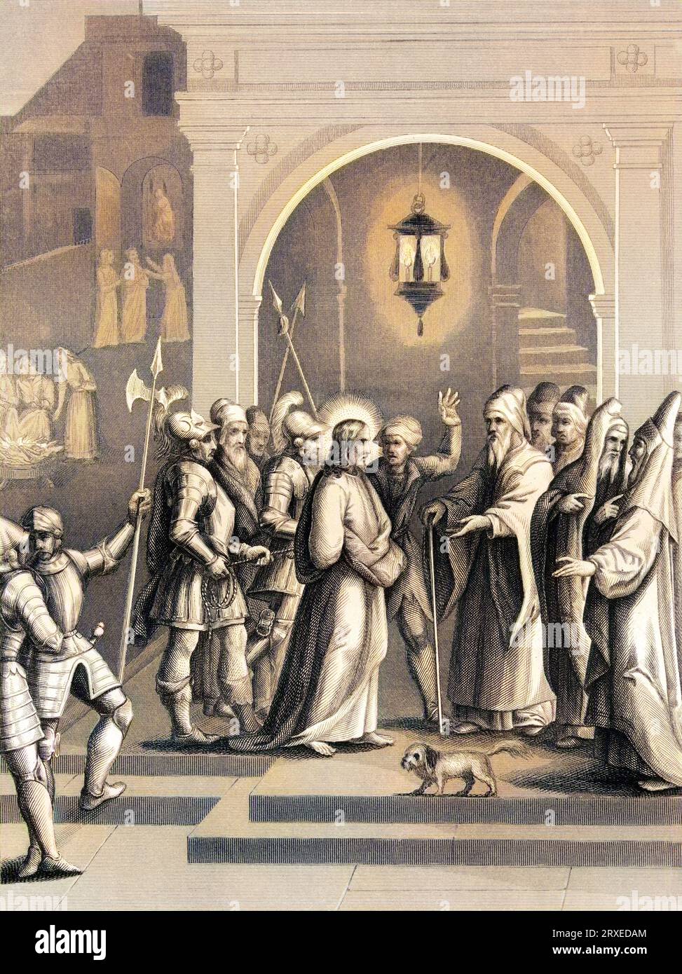 Jesus is brought before Annas. Colored Illustration for The life of Our ...