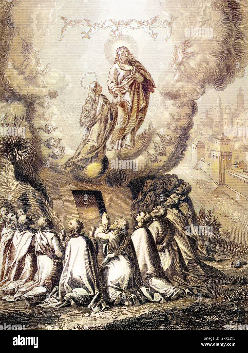 The Assumption of the Virgin Mary. Colored Illustration for The life of ...
