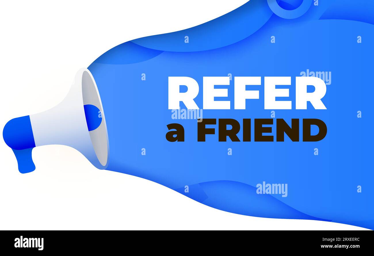 Megaphone with refer a friend word vector illustration concept. Landing ...