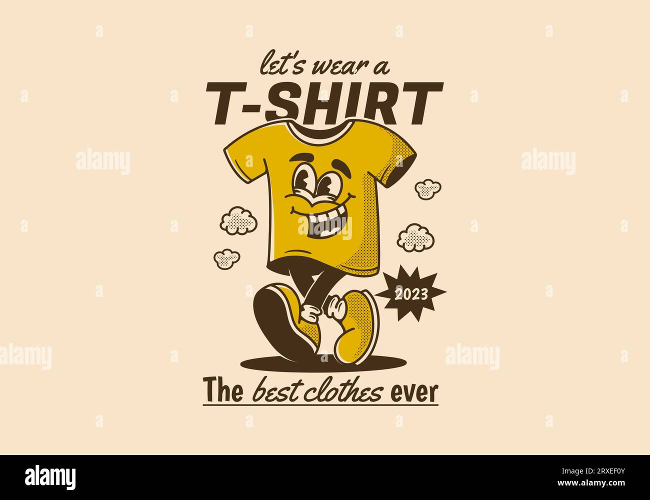 T-shirt, the best clothes ever. Mascot character illustration of ...