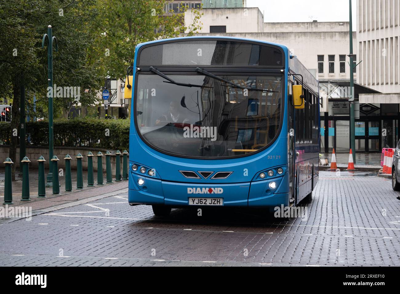 Diamond bus at Colmore Circus, Birmingham city centre, UK Stock Photo ...