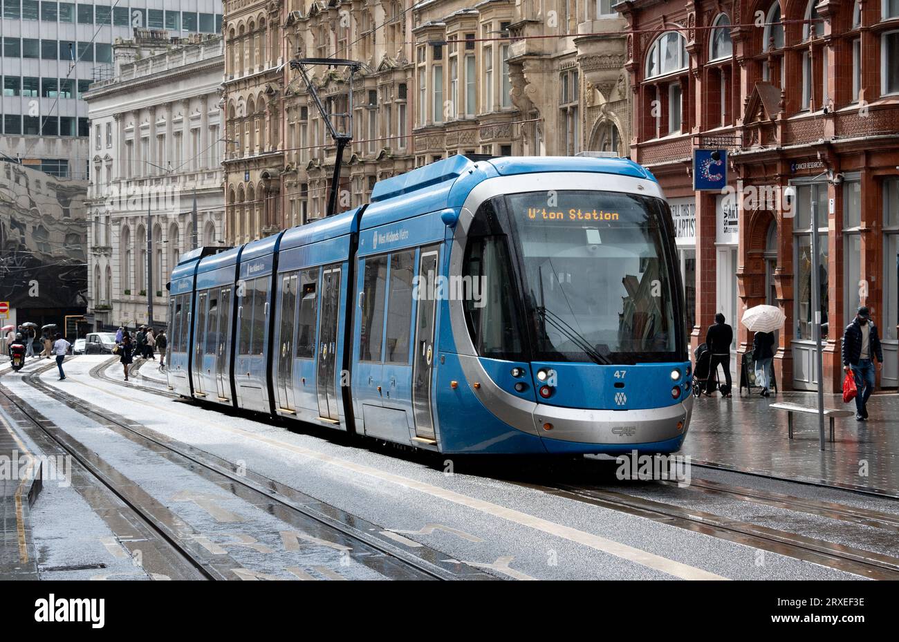 West Midlands Metro tram in Corporation Street, Birmingham city centre ...
