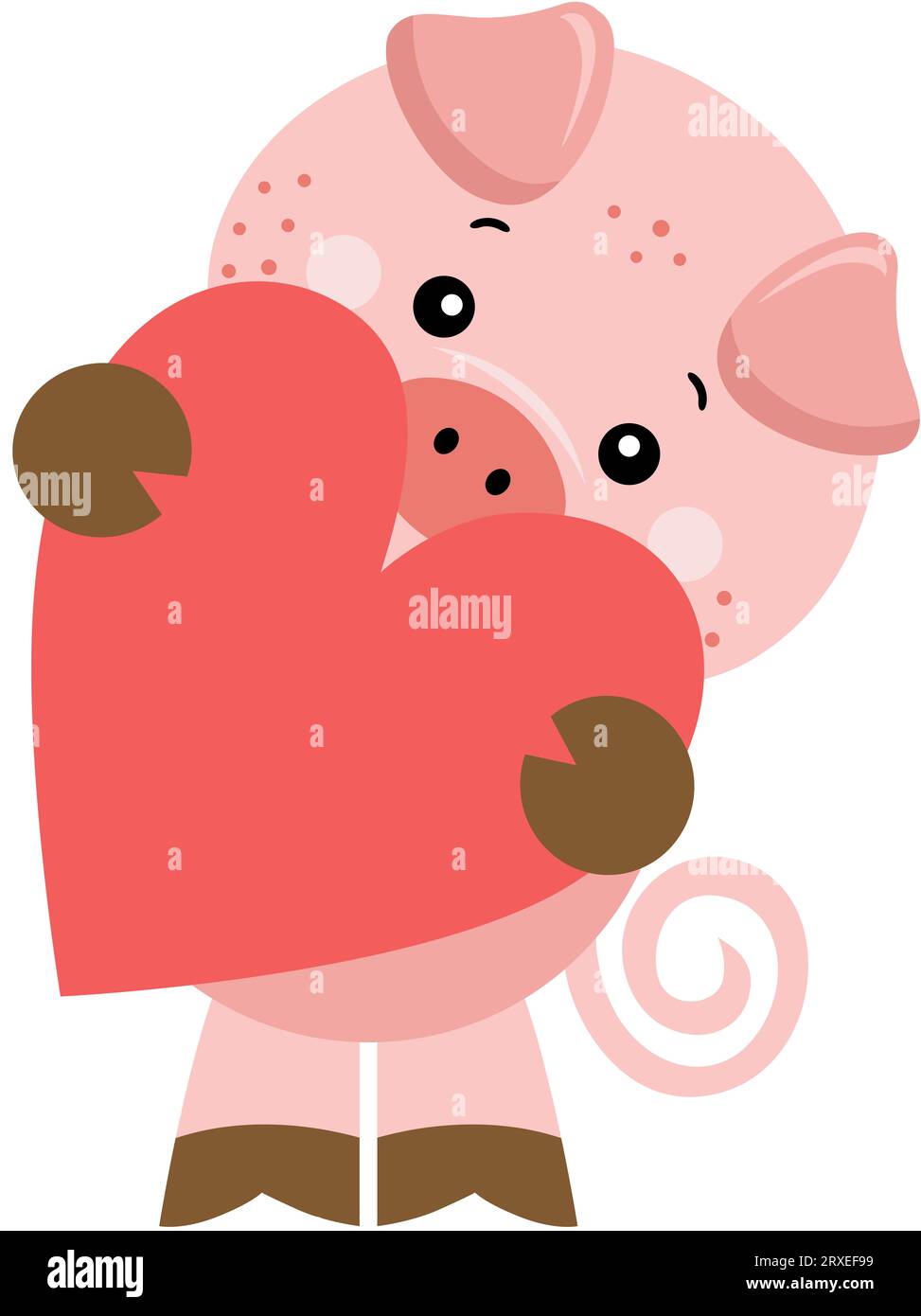 Cute pig holding a red heart Stock Photo - Alamy
