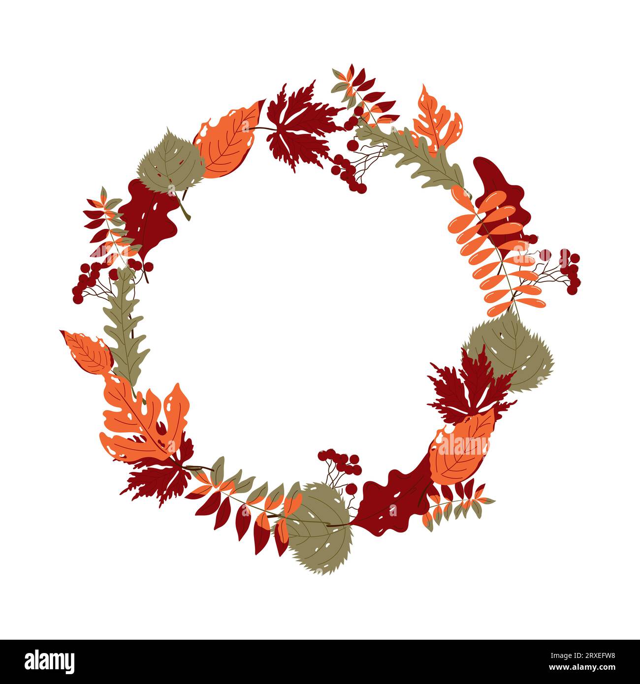 Hand drawn autumn leaves round frame Stock Vector Image & Art - Alamy