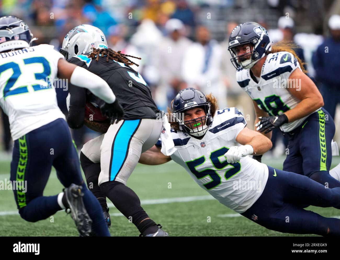 Carolina Panthers wide receiver Laviska Shenault Jr. is tackled by ...