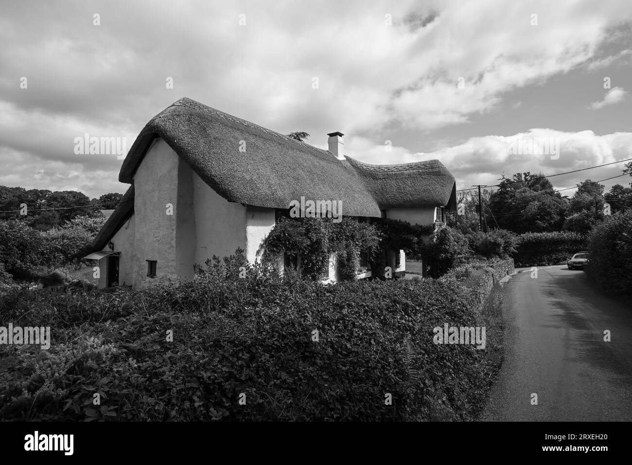 Roof thatched with reed Black and White Stock Photos & Images - Alamy