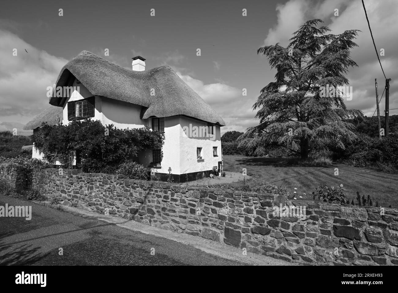 Roof thatched with reed Black and White Stock Photos & Images - Alamy