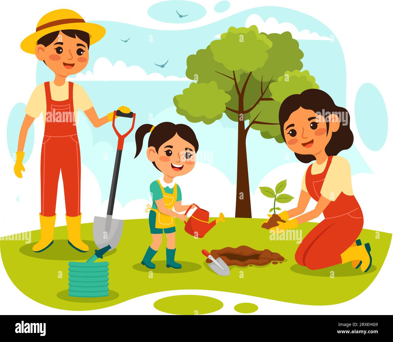 People planting tree Stock Vector Images - Alamy