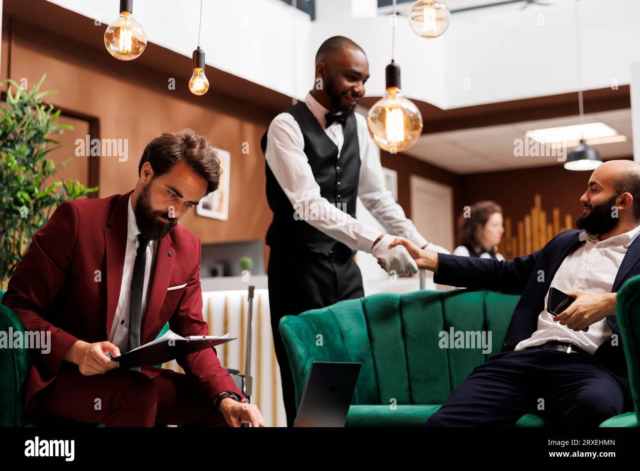 Executive manager review meeting notes, reading official documents ...