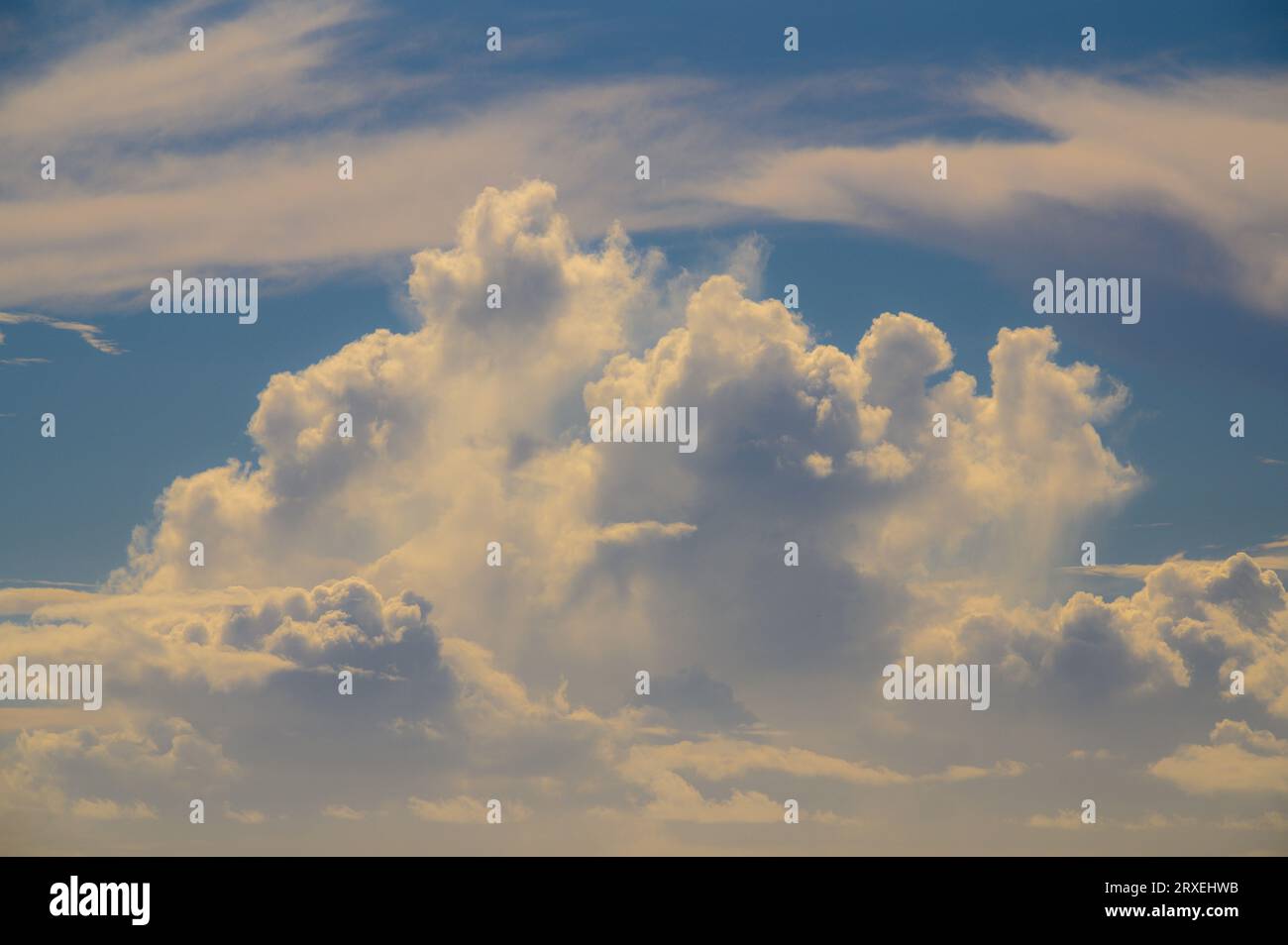 Blue sky and unpredictable white clouds. Amazing nature. Guishan Island ...