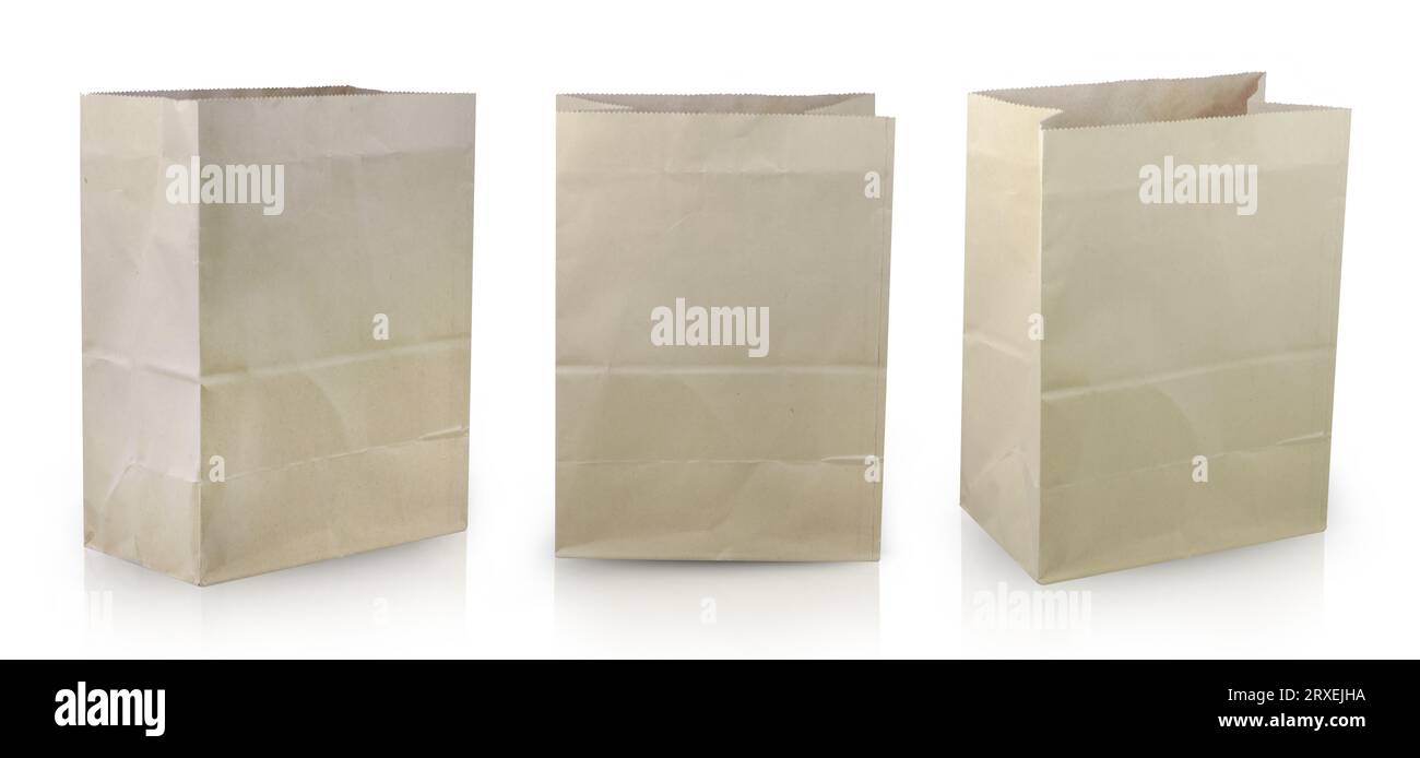 Folded paper bag isolated on white background Stock Photo - Alamy