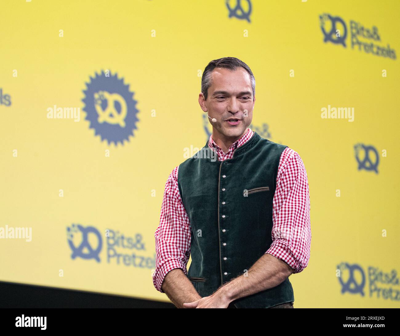 Munich, Germany. 24th Sep, 2023. AirBnB Gründer und CTO Nathan ...