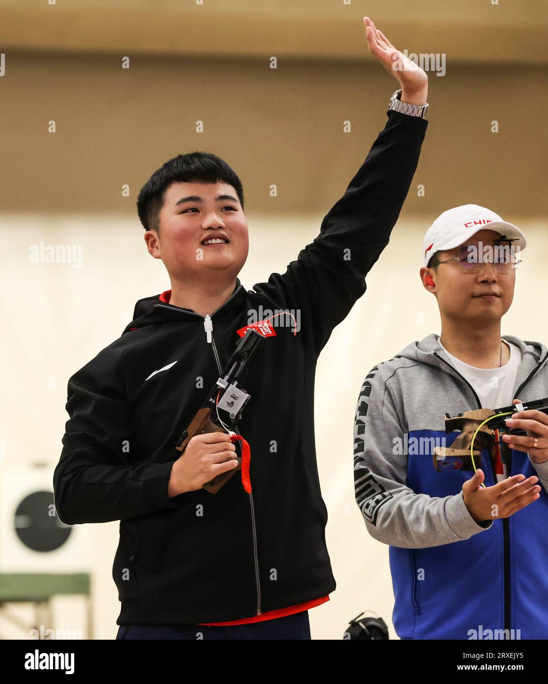 Hangzhou, China's Zhejiang Province. 25th Sep, 2023. Liu Yangpan (L) of ...