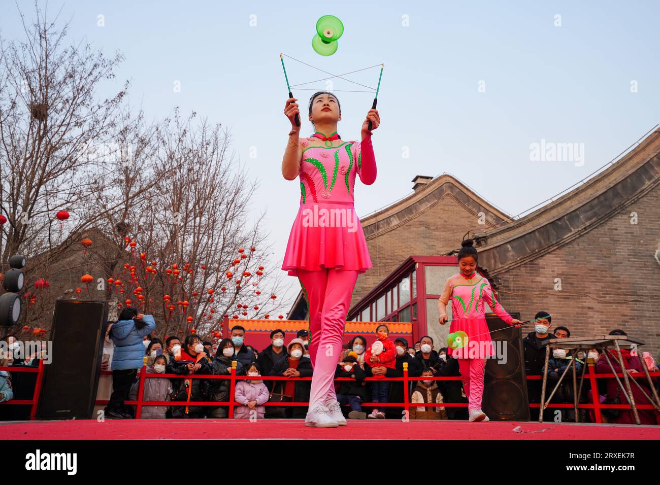 Fengnan City, China - February 5, 2023: Dancing diabolo acrobatics ...