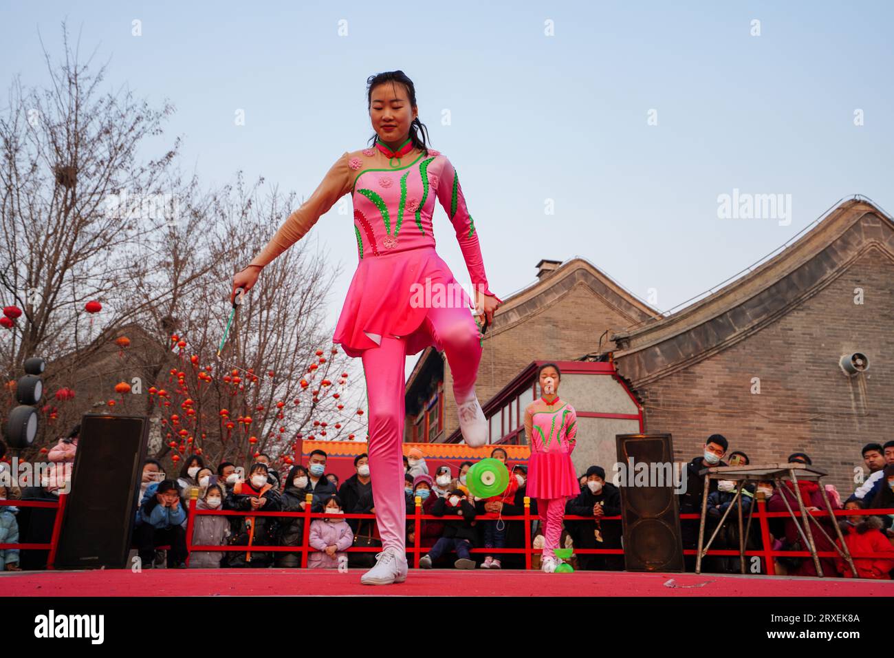 Fengnan City, China - February 5, 2023: Dancing diabolo acrobatics ...