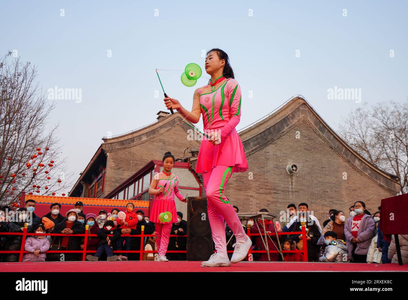 Fengnan City, China - February 5, 2023: Dancing diabolo acrobatics ...