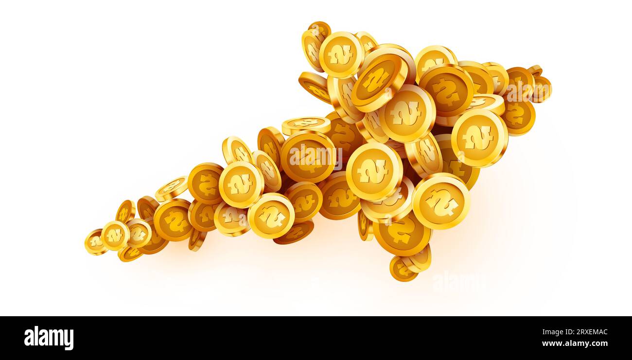 Growing arrow made of gold coins. Business growth and success concept ...