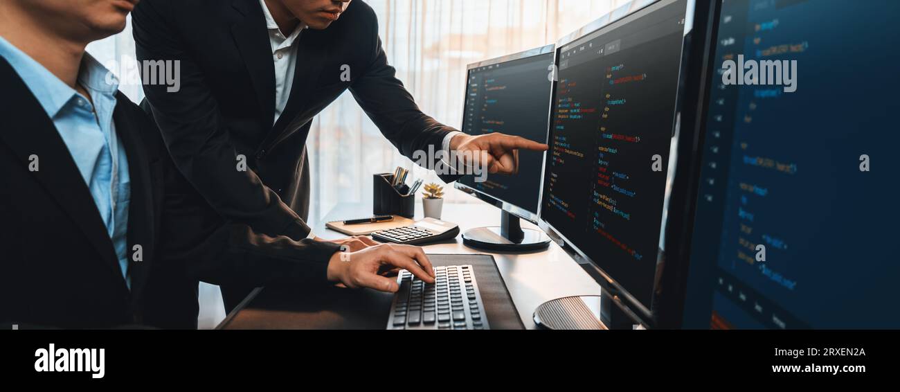 Software Development Team Working Together In Office Coding Script