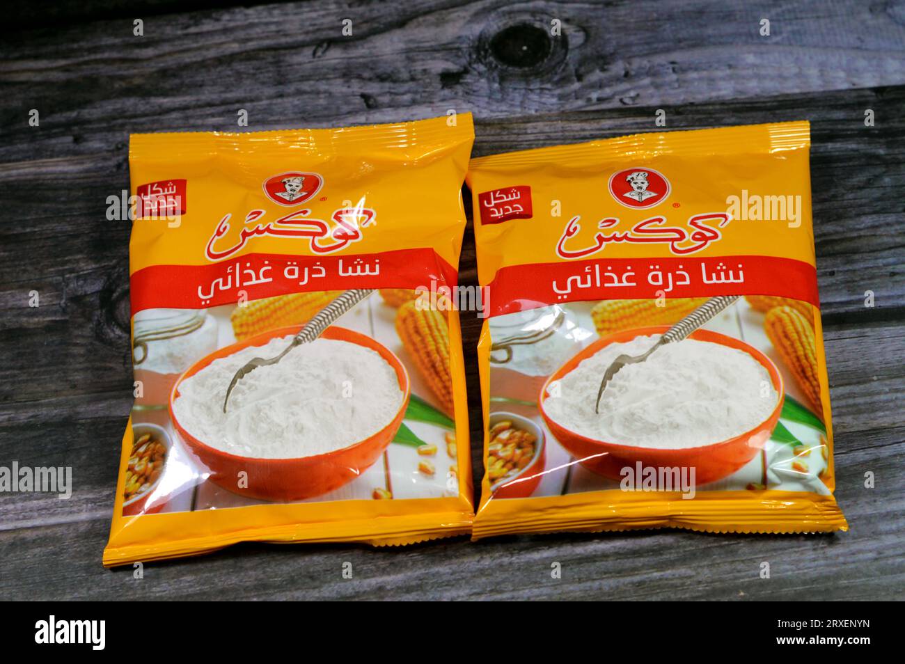 Cairo, Egypt, September 11 2023: Corn starch powder from Cook's food ...